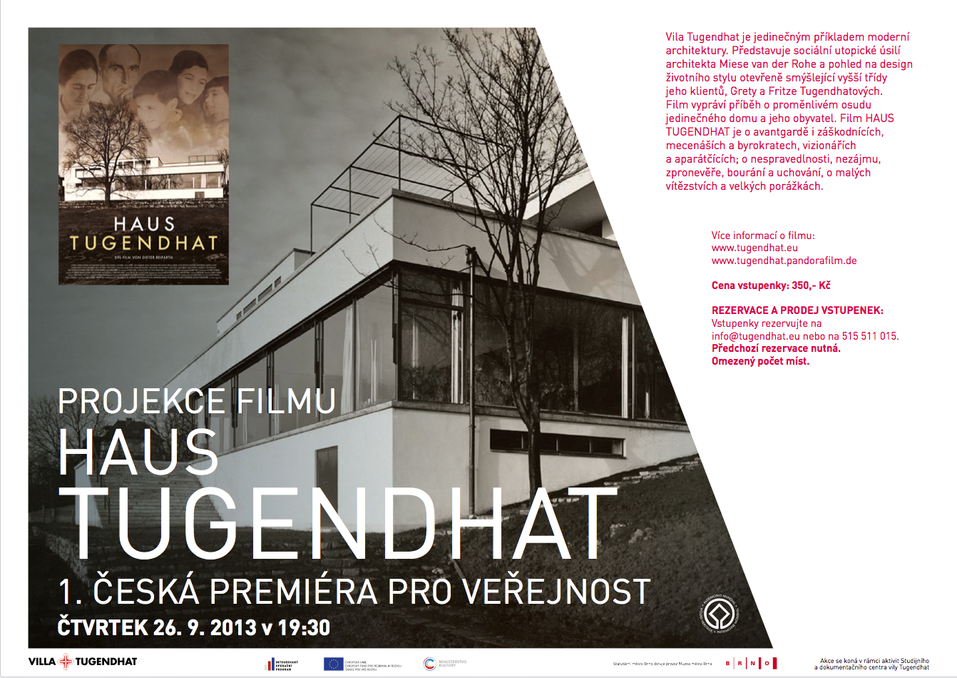 FIRST CZECH PREMIERE OF THE FILM HAUS TUGENDHAT - Vila Tugendhat